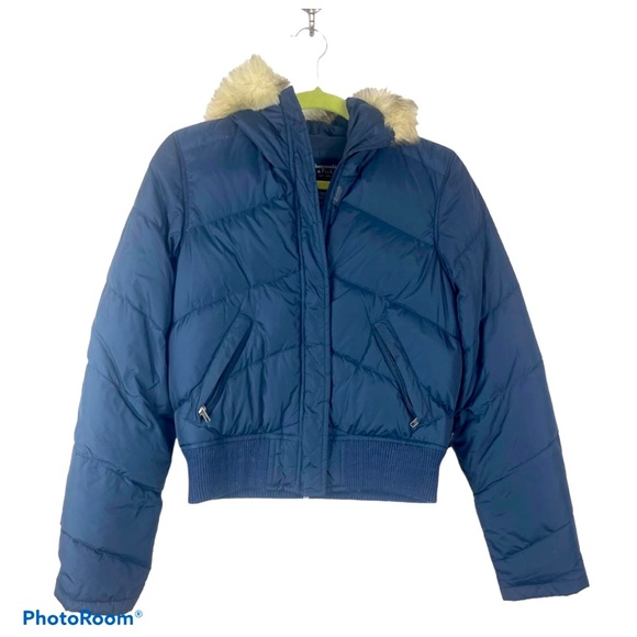 Abercrombie & Fitch | Jackets & Coats | Abercrombie Fitch Navy Hooded Puffer Bomber Jacket Size ...